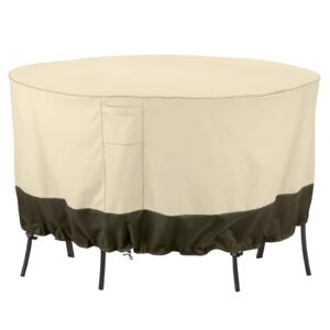 patio furniture covers for small table chairs set, outdoor furniture cover waterproof, uv resistant anti-fading cover outdoor fire pit table cover, beige and olive, 62 inch diameter