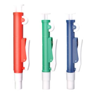 onilab pipette pump，set of 3 lab pipettes, 2ml blue, 10ml green, 25ml red, fit plastic or glass pipettes…