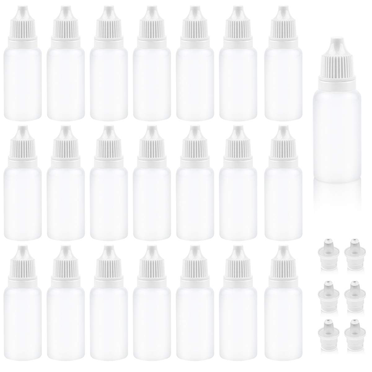 WYKOO 90 PCS 15ml 0.5oz Empty Plastic Squeezable Dropper Bottles with Caps, Portable Reusable Eye Liquid Dropper Bottles