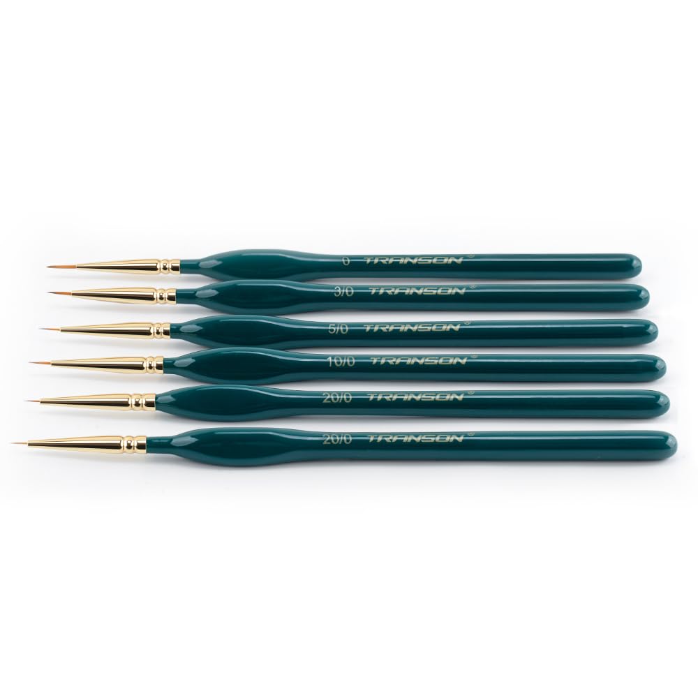 Transon Detail Thin Paint Brush Set 6pcs for Model Minature Craft and Art Painting Green