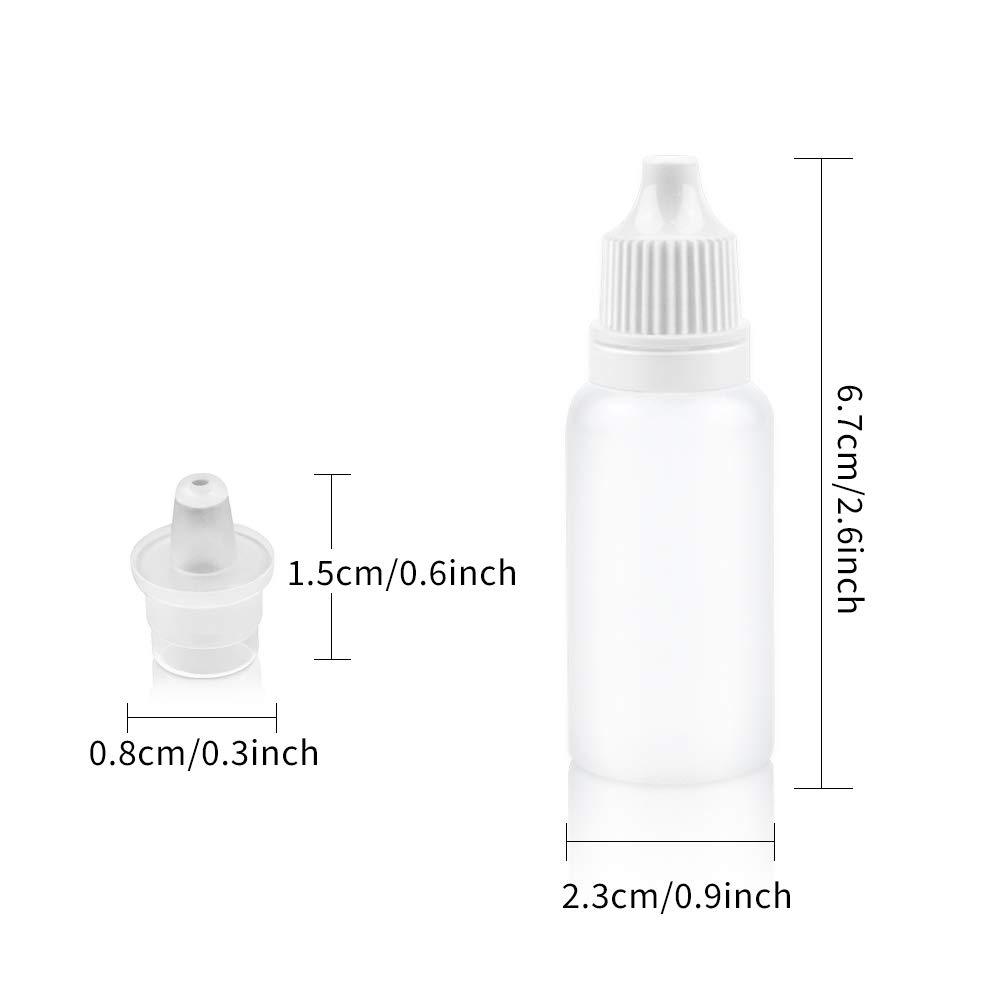 WYKOO 90 PCS 15ml 0.5oz Empty Plastic Squeezable Dropper Bottles with Caps, Portable Reusable Eye Liquid Dropper Bottles