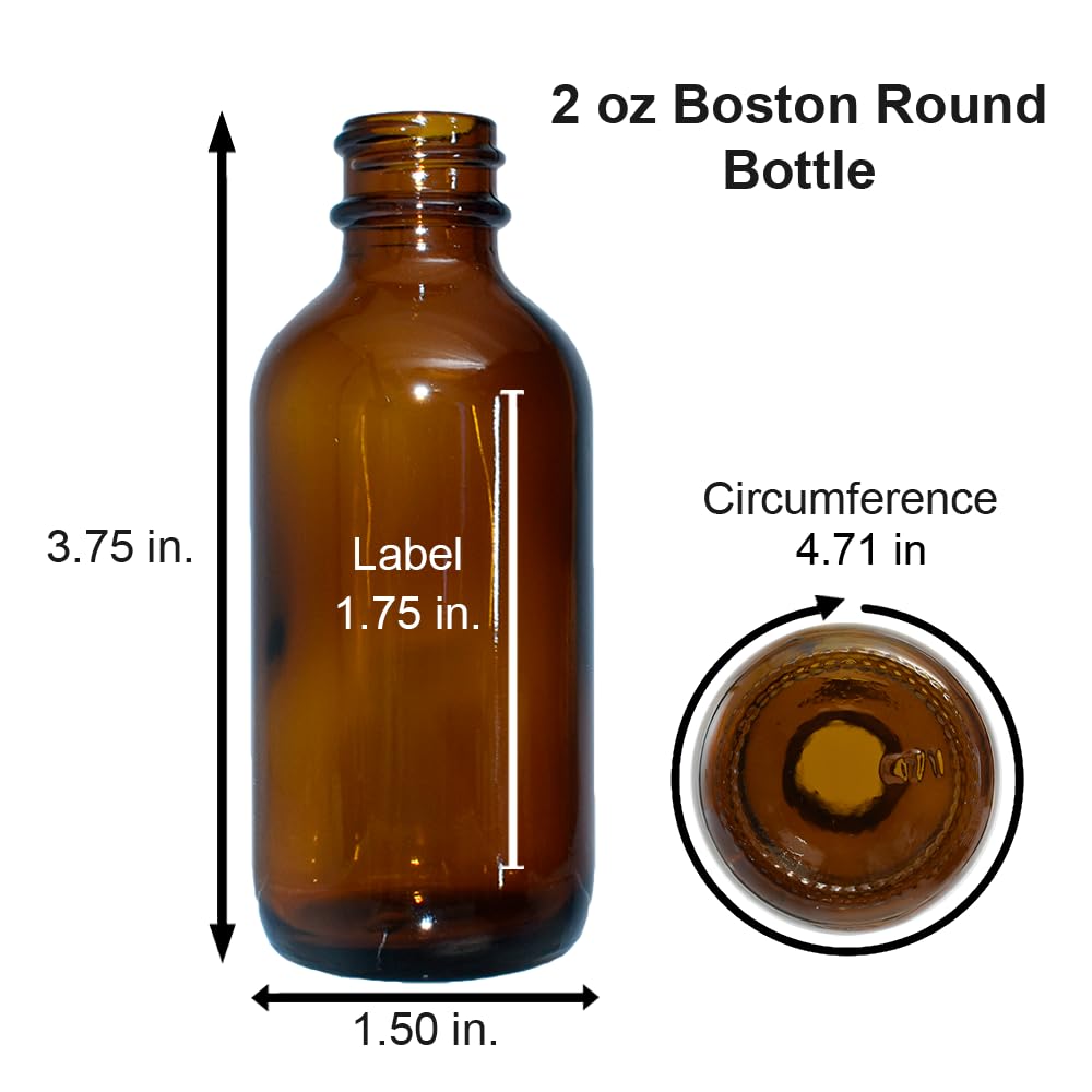 GlassBottleOutlet (24 Pack) 2 oz. Amber Boston Round with Black Fine-Mist Sprayer