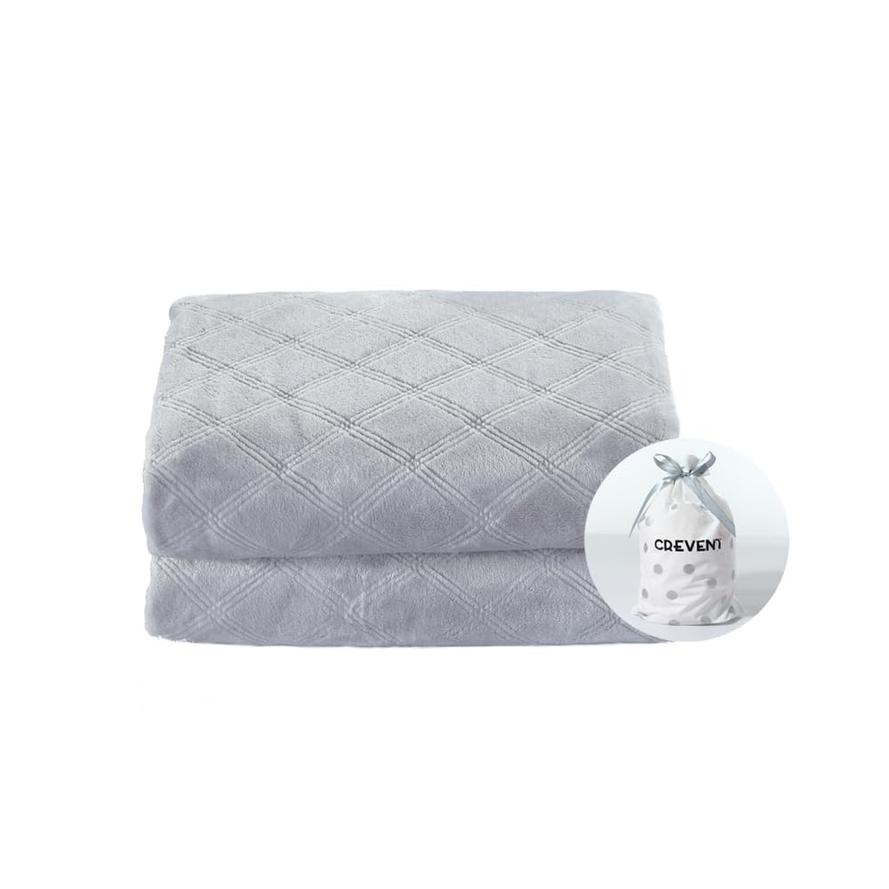 CREVENT Comfy Small Plush Flannel Fleece Throw Blanket for Infant Girls and Boys/Kids/Toddlers Spring Summer All Seasons(30"X40" Light Grey)