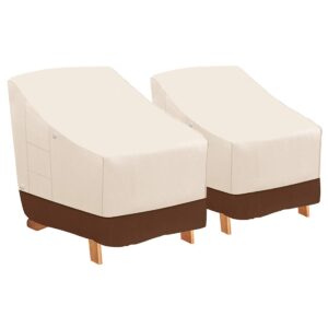 tuyeho patio chair cover 2 pack, 40 x 37 x 30 inch, 900d heavy duty outdoor adirondack chair cover, waterproof & weather resistant for your patio lounge deep seat chair (beige & brown)