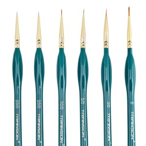 transon detail thin paint brush set 6pcs for model minature craft and art painting green