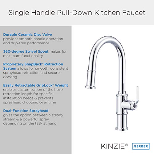 Gerber Plumbing Kinzie Kitchen Faucet with Pull Down Sprayer