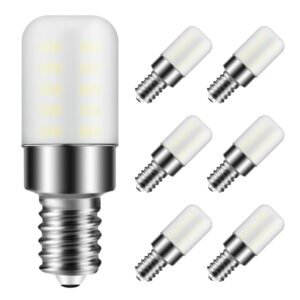 e12 led bulb 3w t6 e12 candelabra base c7 bulb warm white 3000k 120v 25w incandescent replacement for chandeliers, christmas lighting, ceiling fan, dryer drum, refrigerator, night light (6-pack)