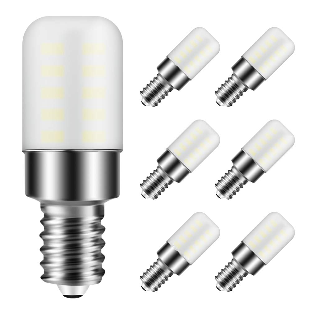 E12 LED Bulb 3W T6 E12 Candelabra Base C7 Bulb Warm White 3000K 120V 25W Incandescent Replacement for Chandeliers, Christmas Lighting, Ceiling Fan, Dryer Drum, Refrigerator, Night Light (6-Pack)