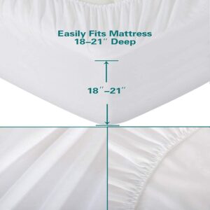 Bedecor Extra Deep Pocket Twin Fitted Sheet Only for 18 to 21 Inch Super Thick Mattress That Stay Tight,All Around Elastic Bottom,Doesn't Pop Off