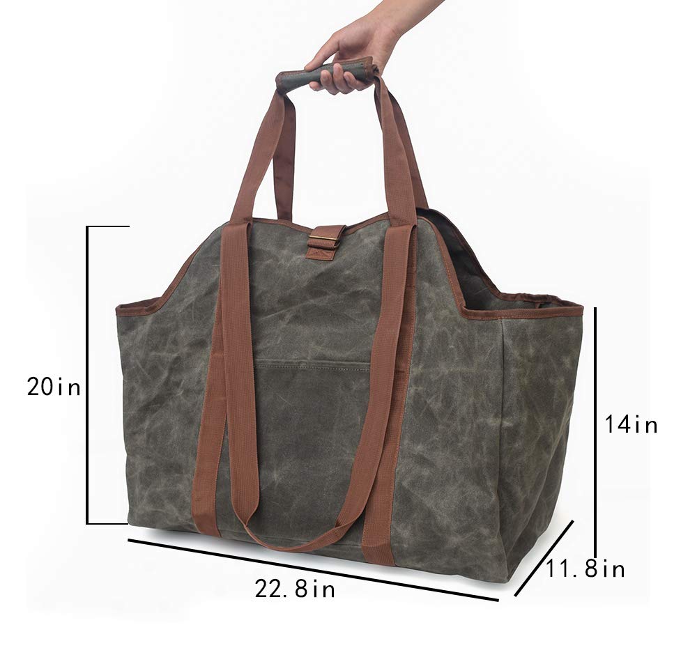 Waterproof Wood Carrier Storage Bag Durable Firewood Large Tote Bag for Garden Backyard Pit Outdoor