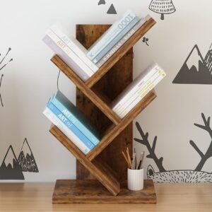 Lydia88 Tree Bookshelf，4-Layer Floor Standing Bookshelf，The Desktop Bookshelf Can Hold Books，Magazines, CDs and Photo Albums，Desktop Organizer，Office Storage Rack Real Wooden Bookshelf