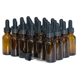 (pack of 24) 1 oz. amber boston round with black glass dropper