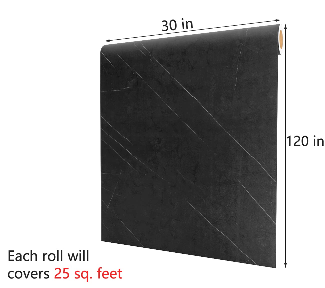 Decotalk 30"x120" Black Marble Contact Paper for Countertops Waterproof Marble Peel and Stick Wallpaper for Kitchen Counter Black Contact Paper for Bathroom Wallpaper Self Adhesive Matte Vinyl Sticker