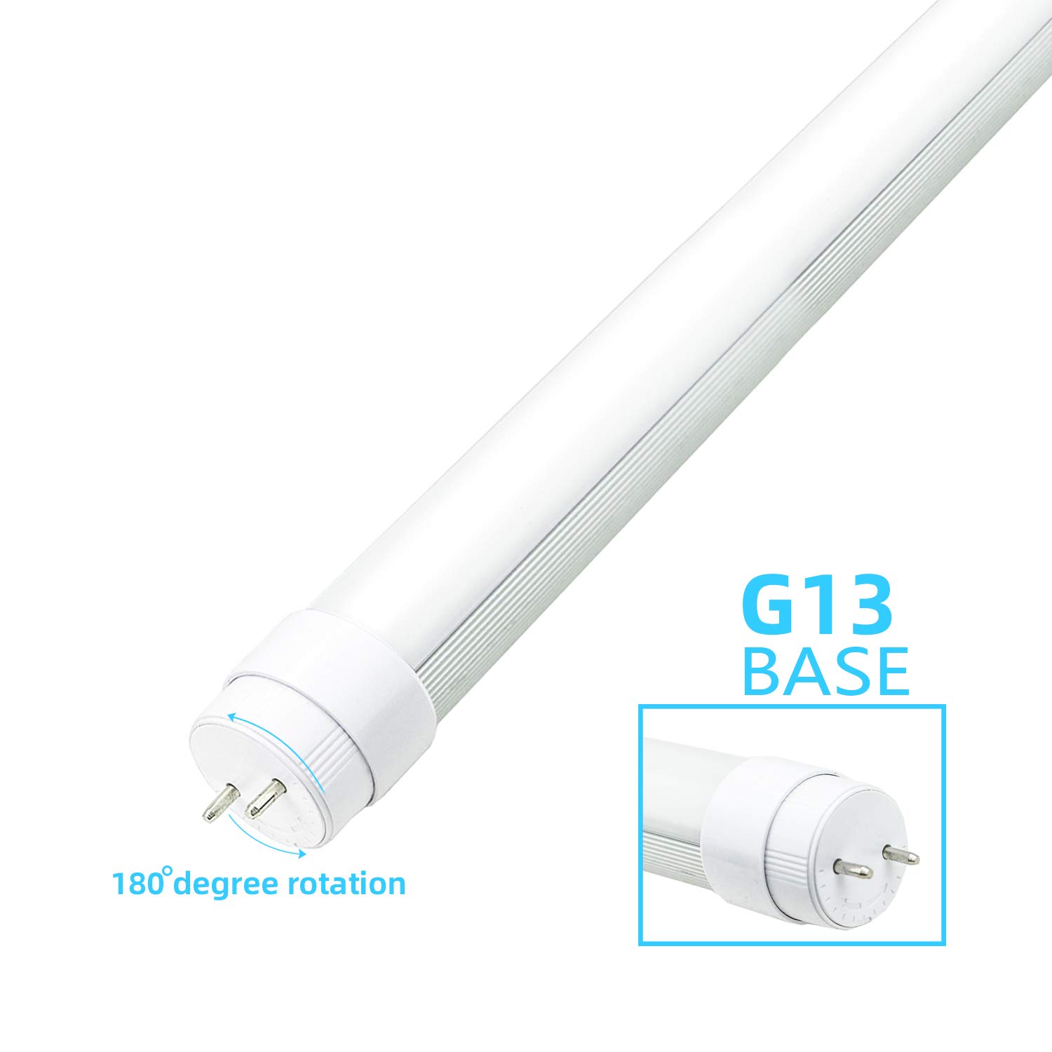 F15T8 LED Tube Light,7W 18inch/18 Length, 5000K Daylight White, T8 LED Replacement Tube Light, Rotatable End Caps,Frosted Cover, 85-265VAC (120V 2Pack)