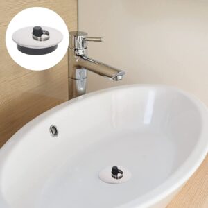 Yinpecly 1pcs Sink Drain Stopper Kitchen Sink Plug Stainless Steel Large 2.48 inch Diameter Black Silver Stopper with Hanging Ring for Bathtub and Bathroom Kitchen Sink