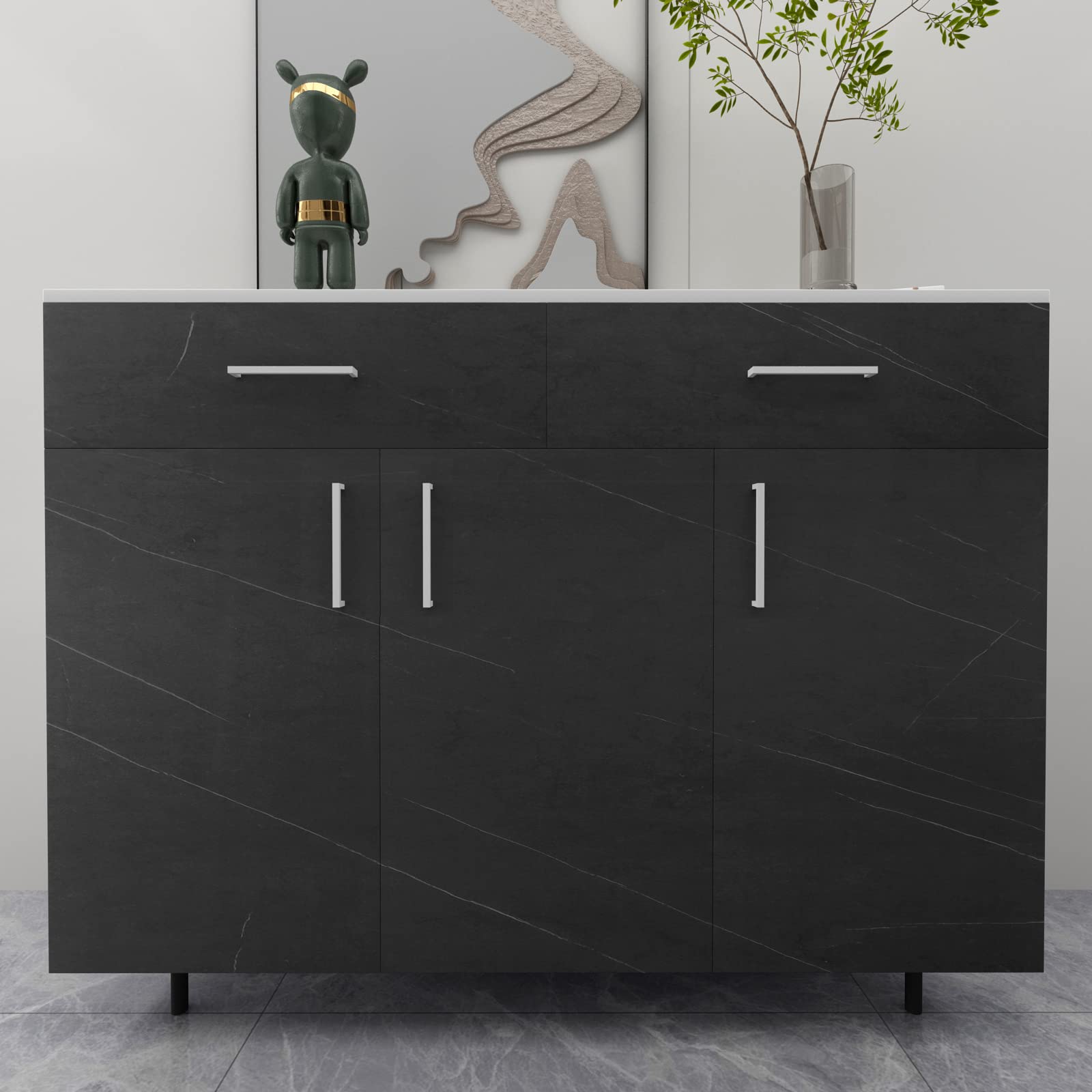 Decotalk 30"x120" Black Marble Contact Paper for Countertops Waterproof Marble Peel and Stick Wallpaper for Kitchen Counter Black Contact Paper for Bathroom Wallpaper Self Adhesive Matte Vinyl Sticker