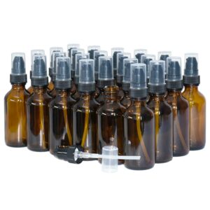 glassbottleoutlet (24 pack) 2 oz. amber boston round with black treatment pump