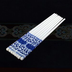 Cabilock Utensil Set Flatware Set 5 Pairs Chinese Blue and White Porcelain Chopsticks Ceramic Chopsticks Chinese Tableware (Random Pattern) Serving Utensils Set Dishware Sets