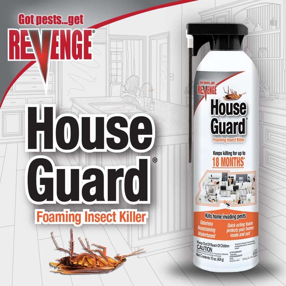 Bonide Revenge House Guard Foaming Insect Killer, 15 oz Ready-to-Use Aerosol Spray, Long Lasting Protection Indoors, Odorless and Nonstaining