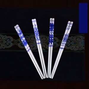 Cabilock Utensil Set Flatware Set 5 Pairs Chinese Blue and White Porcelain Chopsticks Ceramic Chopsticks Chinese Tableware (Random Pattern) Serving Utensils Set Dishware Sets