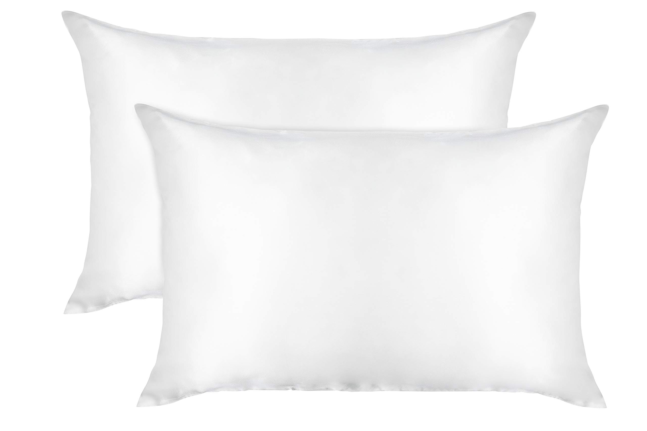 Curly Girl Microfiber Satin Pillowcase for Hair and Skin Pillowcase 2 Pack, Pillow Cases Set of 2 - Slip Cooling Satin Pillow Covers with Envelope Closure (Ivory, Queen)