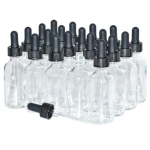 (24 pack) 2 oz. clear boston round with black glass dropper