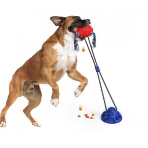 Carllg Dog Toys for Aggressive Chewers Large Breed, Suction Cup Tug of War Pull Toy, Interactive Rope Squeaky Dog Chew Toy Indestructible