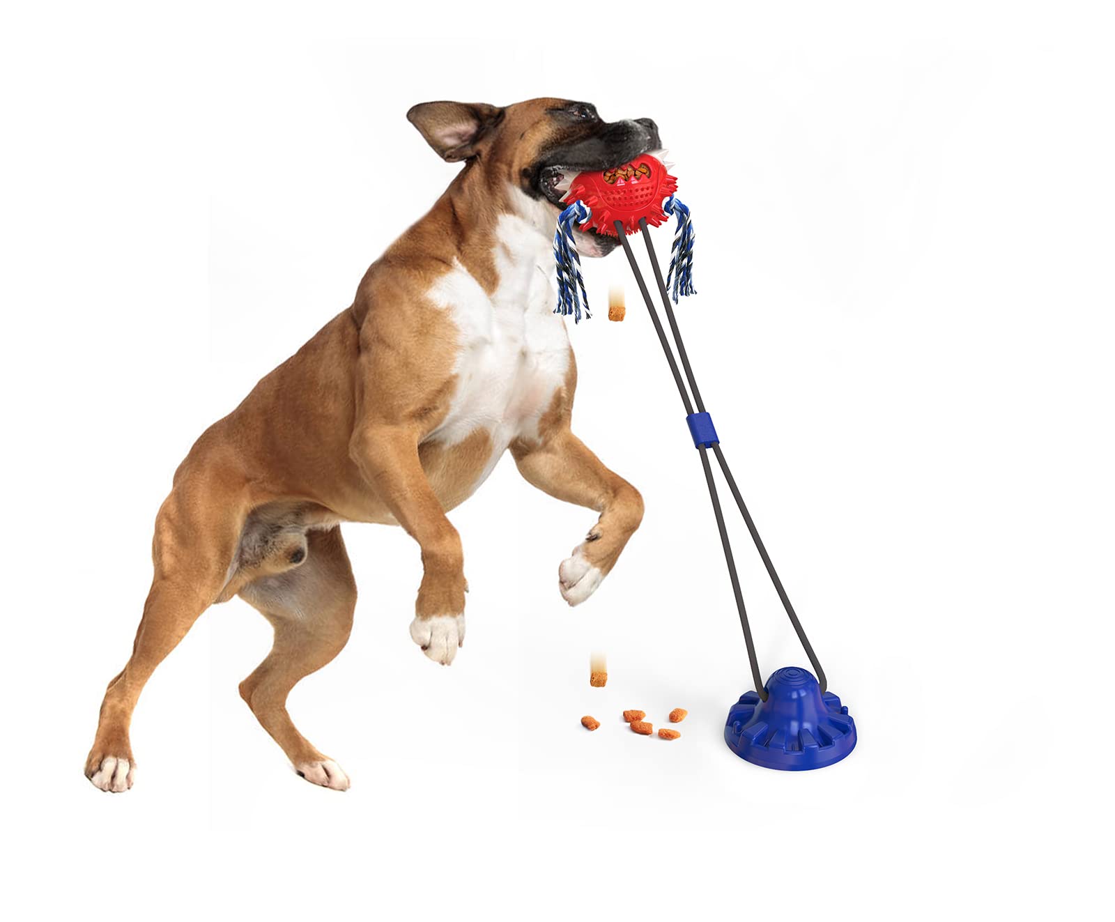 Carllg Dog Toys for Aggressive Chewers Large Breed, Suction Cup Tug of War Pull Toy, Interactive Rope Squeaky Dog Chew Toy Indestructible