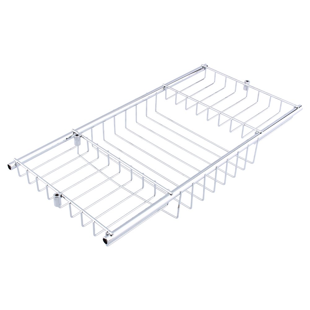 GOTOTOP Stainless Steel Bathtub Caddy Tray Red Wine Rack Holder Over Bath Tub Racks Expandable Shower Bathtub Tray Removable Wine Glass Book Holder