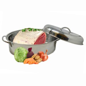 Stainless Steel High Dome Turkey Roaster Pan With Lid & Wire Rack for Roasting Meat & Vegetables