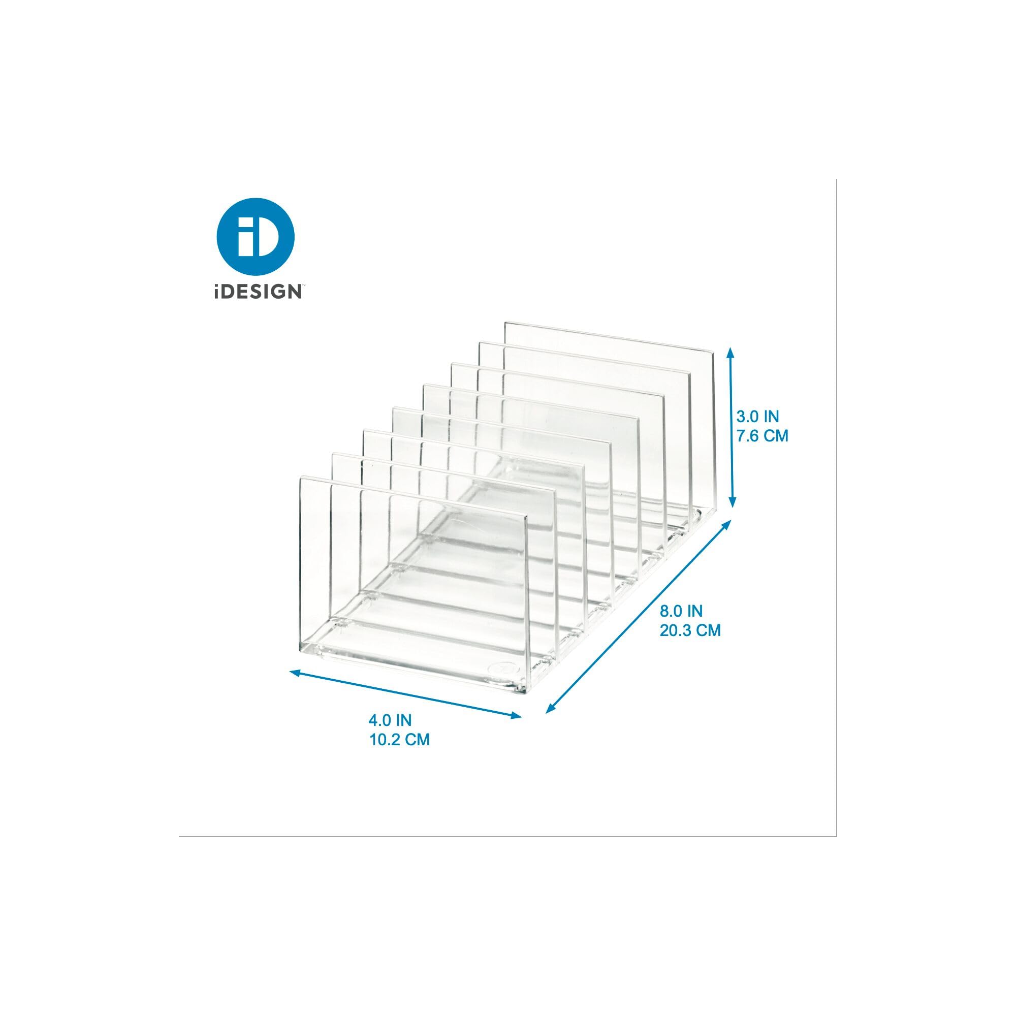 iDesign The Sarah Tanno Collection Plastic Cosmetics and Makeup Palette Organizer, 7-Compartment, Clear, 20.3 cm × 10.1 cm × 7.6 cm