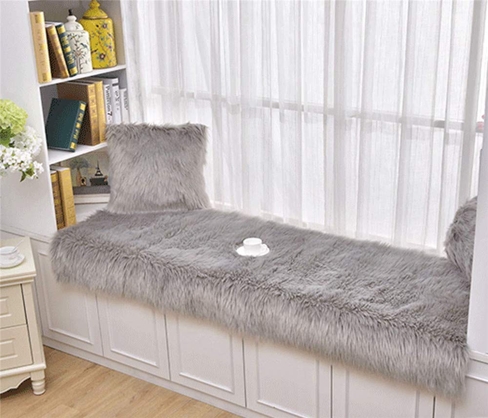 Faux Sheepskin Fur Rug,Soft Faux Fur Rugs Sheepskin Area Rug Window Beside Carpets Fluffy Floor Mat Luxurious Home Decor (1.3'x2'/40x60cm, Grey)