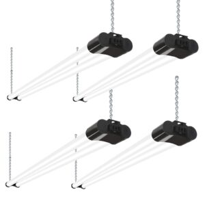 linkable led shop light, 4 ft integrated fixure for garage, daylight 5000k, 4000lm, surface & suspension mount, etl listed, 4 pack