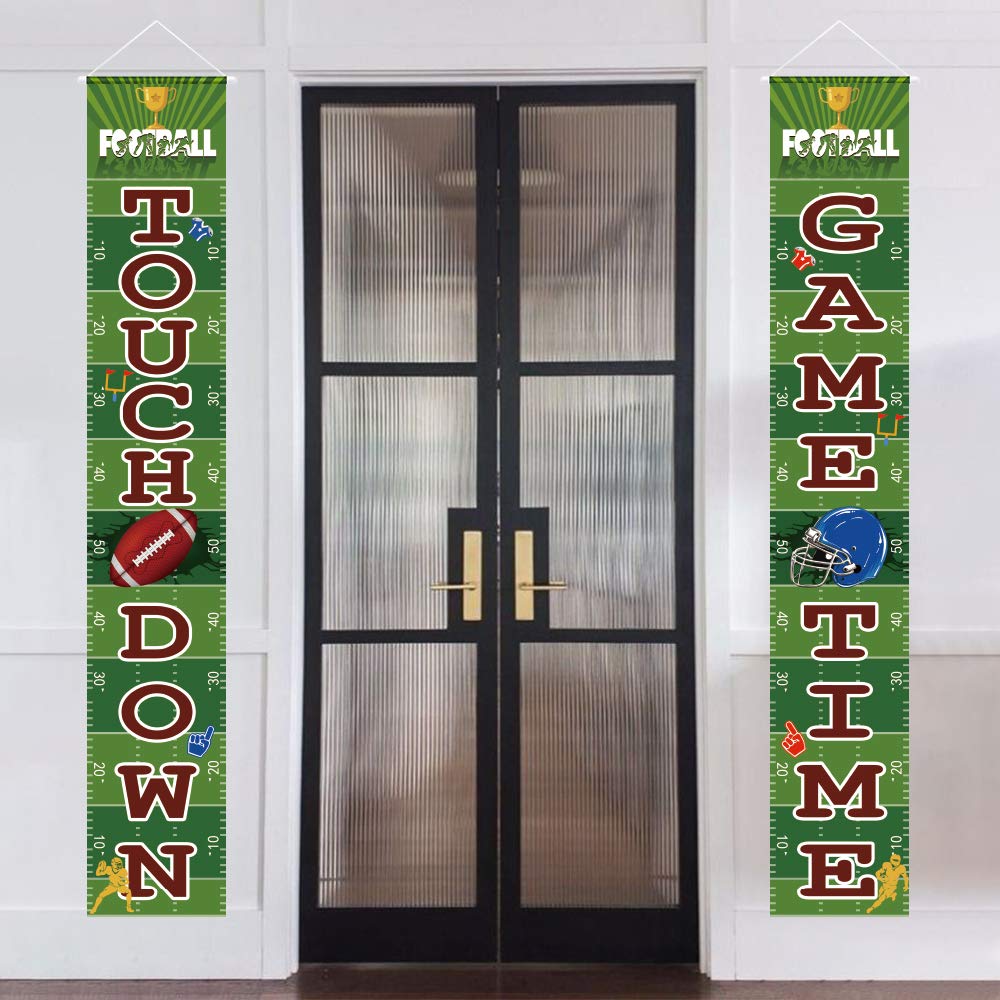 Football Banner Welcome Porch Sign - Door Hanging Banner for Game Day Sports Party Decorations