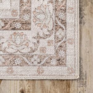 nuLOOM Tracie Machine Washable Floral Medallion Ultra Thin Runner Rug, 2' 6" x 8', Peach