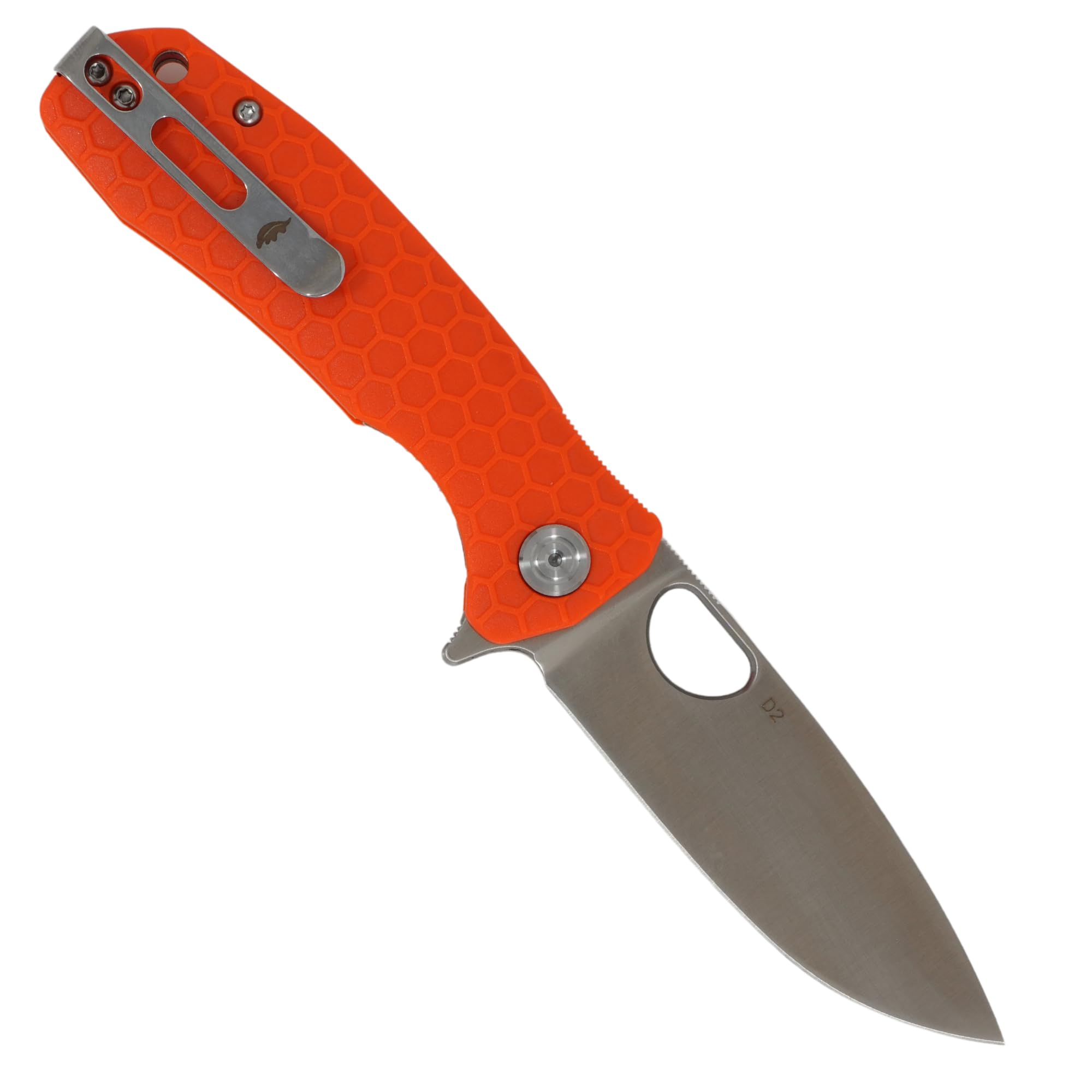 Western Active Honey Badger Medium Pocket Knife EDC Drop Point Folding Utility Knife 3.2" Steel Blade, Reversible Pocket Clip, Folding Pocket Knife - (2.9oz) Drop Point Medium Orange D2 HB1060