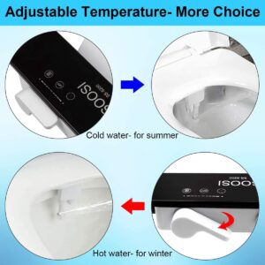 Bidet For Toilet, Soosi Bidet Ultra Slim Self Cleaning Dual Nozzle Hot&Cold Water Spray Bidets Front and Rear Bidet Attachment For Toilet Bidet Toilet Attachment- Adjustable Water Pressure&Temperature