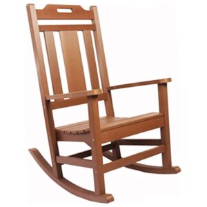 polyteak porch rockers collection poly lumber wood alternative all weather modern outdoor rocking chair for patios, porches, and fire pits, brown