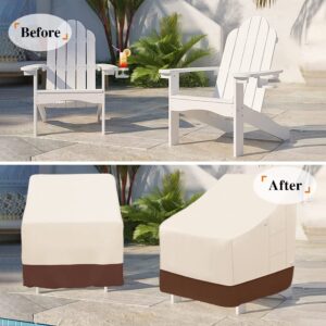 Tuyeho Patio Chair Cover 2 Pack, 40 x 37 x 30 inch, 900D Heavy Duty Outdoor Adirondack Chair Cover, Waterproof & Weather Resistant for Your Patio Lounge Deep Seat Chair (Beige & Brown)