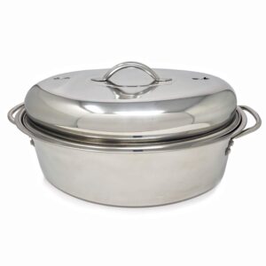 Stainless Steel High Dome Turkey Roaster Pan With Lid & Wire Rack for Roasting Meat & Vegetables