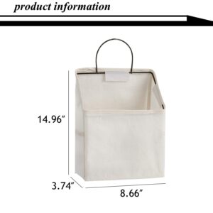 RUIPBOTE 2 Pcs Wall-Hanging Storage Bags, Desktop Organizer Basket Cotton Linen Hanging Storage Basket for Kitchen,Bderoom,Living Room