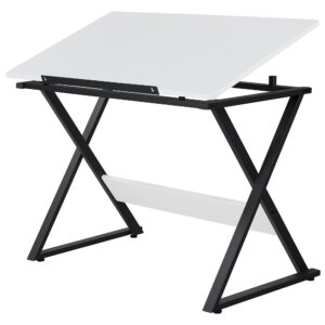 yaheetech adjustable drawing tables drafting desk with p2 tiltable tabletop for reading, writing,studying art craft work station