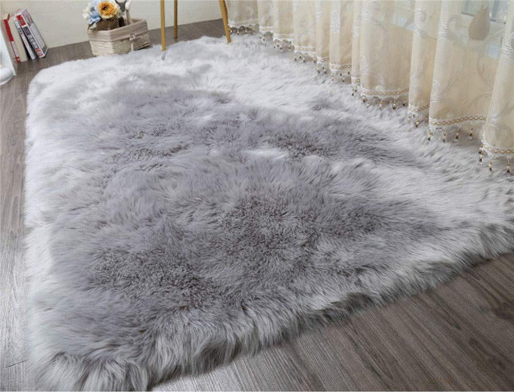 Faux Sheepskin Fur Rug,Soft Faux Fur Rugs Sheepskin Area Rug Window Beside Carpets Fluffy Floor Mat Luxurious Home Decor (1.3'x2'/40x60cm, Grey)