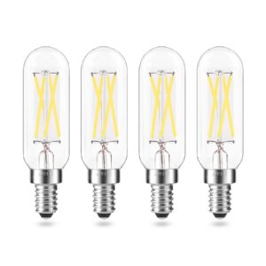 aielit t8/t6/t25 e12 led light bulbs 40-watt equivalent, natural white 4000k, clear glass, tubular 4w dimmable led filament bulb for home, restaurant, 4-pack