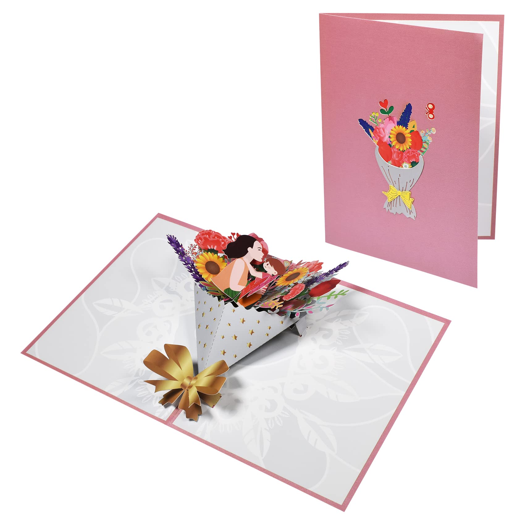 Magic Ants Happy Mother’s Day Card - 3D Flower Flora Bouquet Greeting Card - 3D Pop Up Mothers Day Card - Handcrafted 3D Pop Up Greeting Card for Her - Birthday Card for Mom