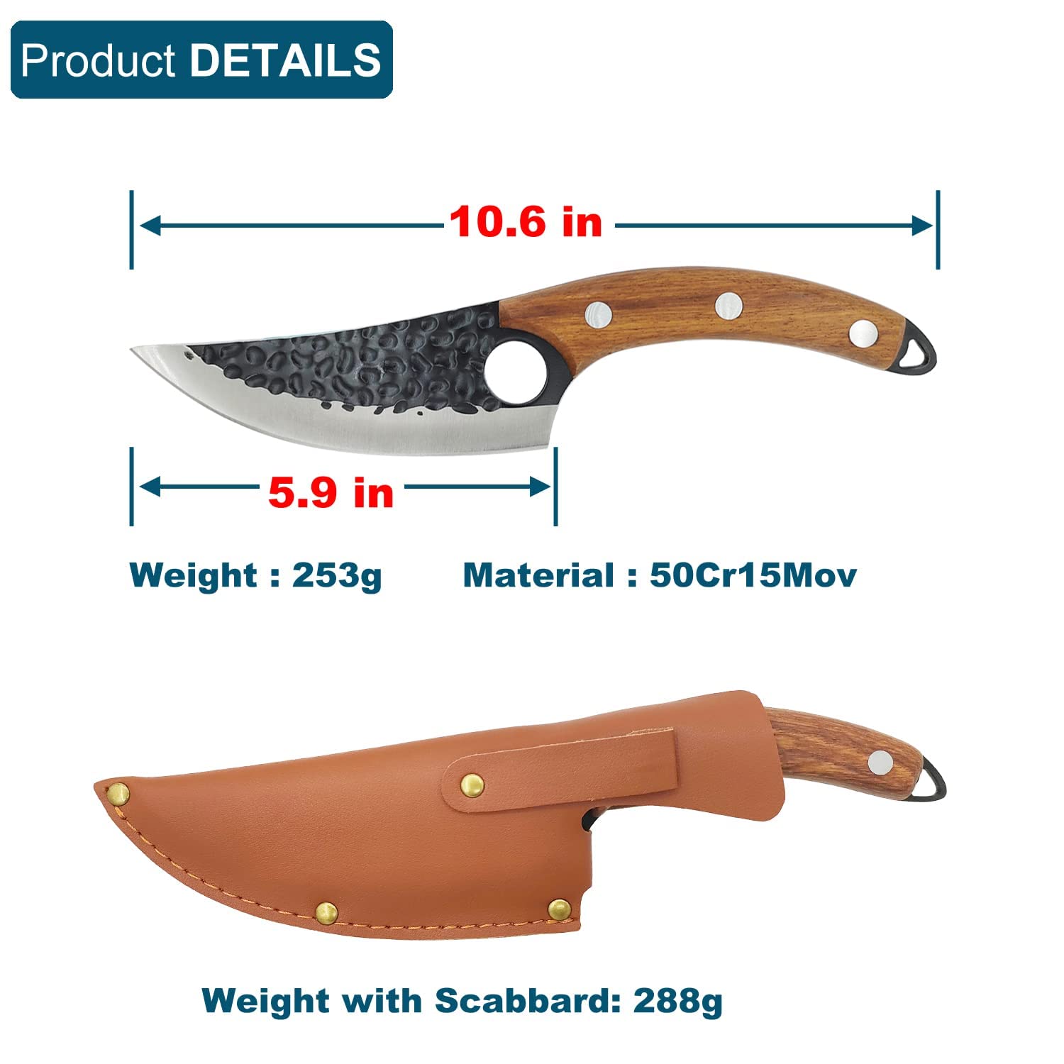 LifHap Butcher Knife,Steak Boning knifes for meat with Sheath and Fillet Meat Cleaver Knives turkey carving knife Chef Knife Brisket Knife for Home, Camping, BBQ, butchering knives for Man