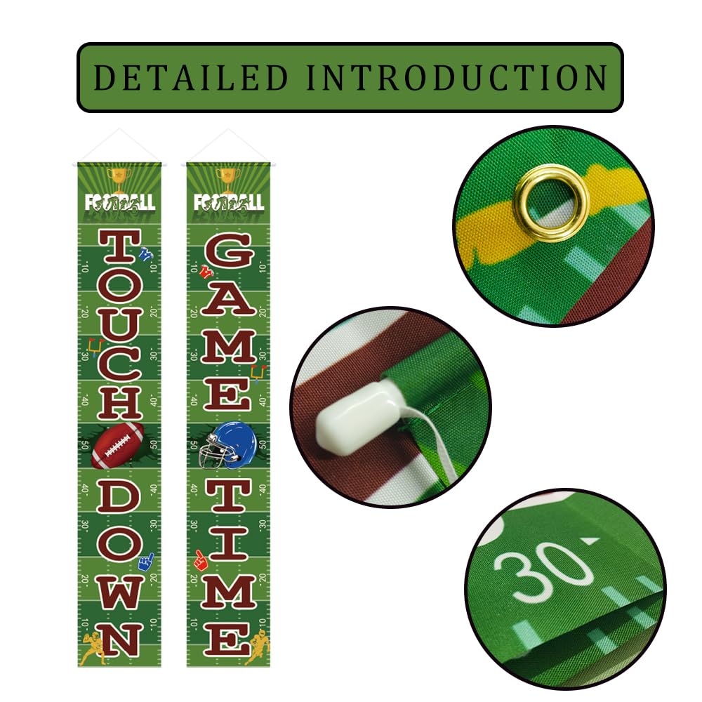 Football Banner Welcome Porch Sign - Door Hanging Banner for Game Day Sports Party Decorations