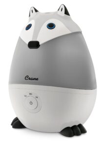 crane adorables ultrasonic mini humidifiers for bedroom and baby nursery, .5 gallon cool mist air humidifier for large room or kid's room, humidifier filters optional, silver fox