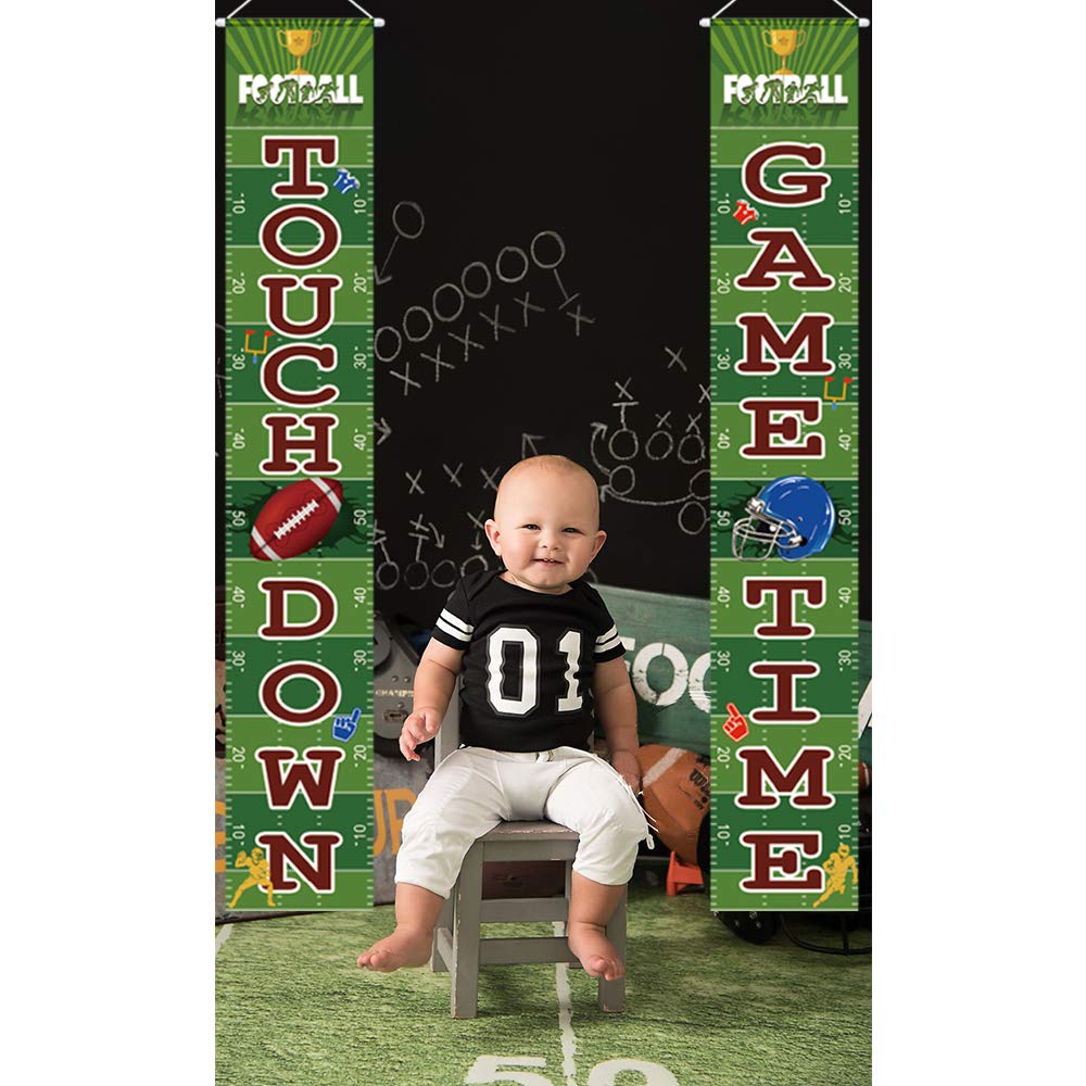 Football Banner Welcome Porch Sign - Door Hanging Banner for Game Day Sports Party Decorations