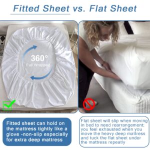 Bedecor Extra Deep Pocket Full Fitted Sheet Only for 18 to 21 Inch Super Thick Mattress That Stay Tight,All Around Elastic Bottom,Doesn't Pop Off